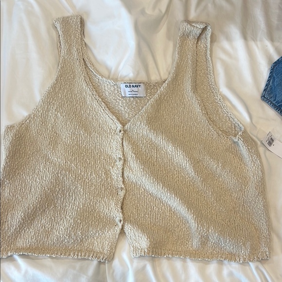 Old Navy | Tops | Old Navy Beige Knit Buttonup Vest | Poshmark